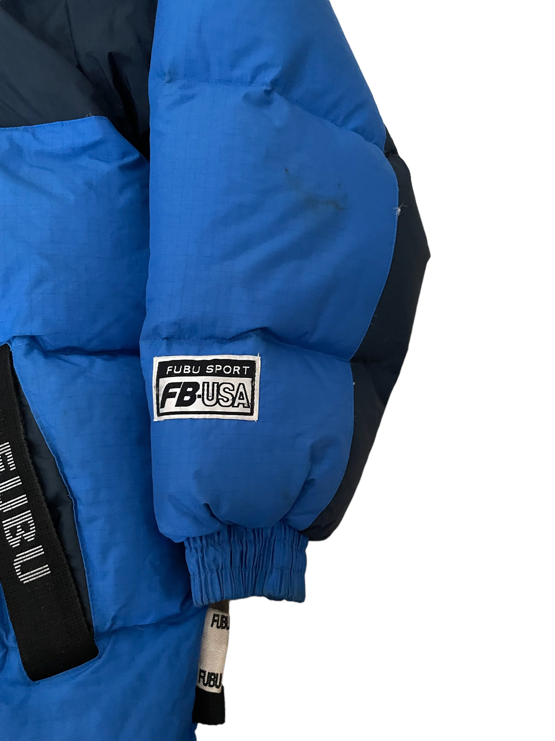 VINTAGE Ultra Rare Fubu Puffer Winter Jacket Hip Hop Rap Fullzip Blue ...