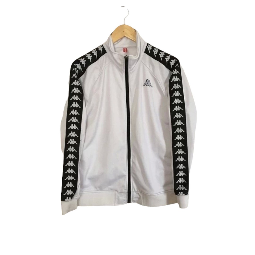 VINTAGE Ultra Rare Kappa Track Jacket Light Jacket White Black Stripes ...