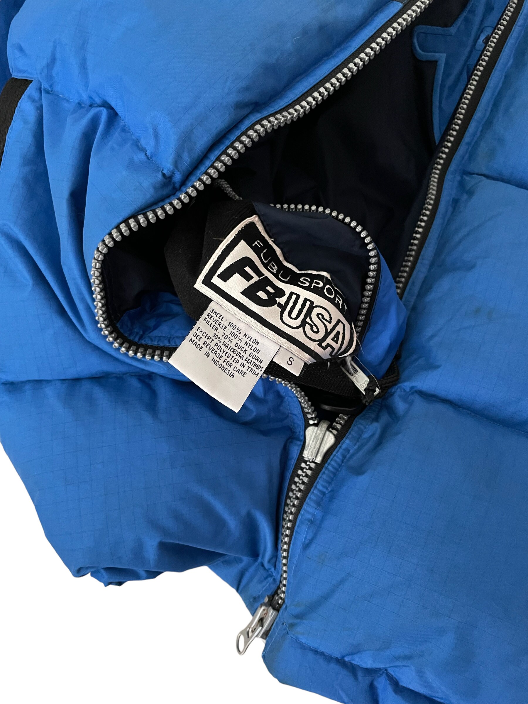 VINTAGE Ultra Rare Fubu Puffer Winter Jacket Hip Hop Rap Fullzip Blue ...