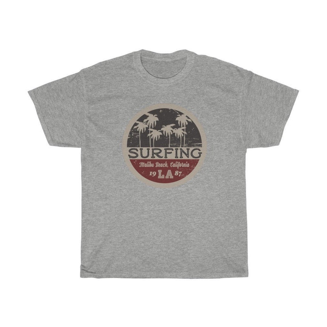 Surfing Malibu Beach Vintage Style Surfing Shirt Surfer Tshirt Surf ...