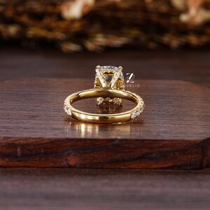 2.65 Ct OMC Cushion Moissanite Ring – Hidden Halo Colorless Gem in Gold ...