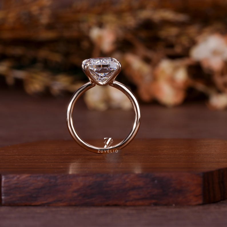 Cushion Cut Lab Diamond Engagement Ring – Rose Gold, 4-claw Prong - Etsy UK
