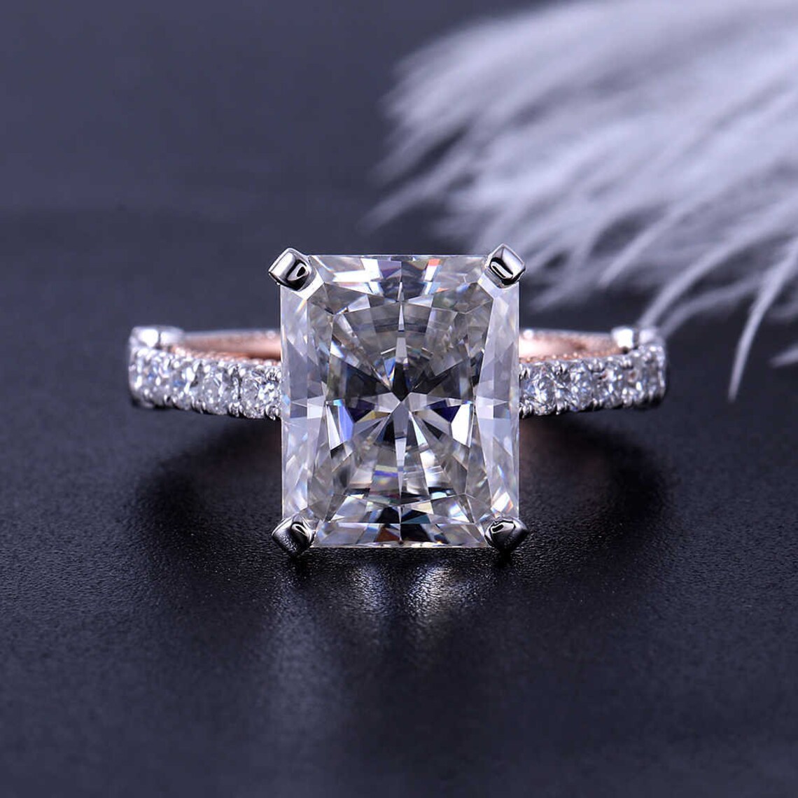 9x7 Mm 2 80 Ct Radiant Cut Moissanite Engagement Ring Etsy