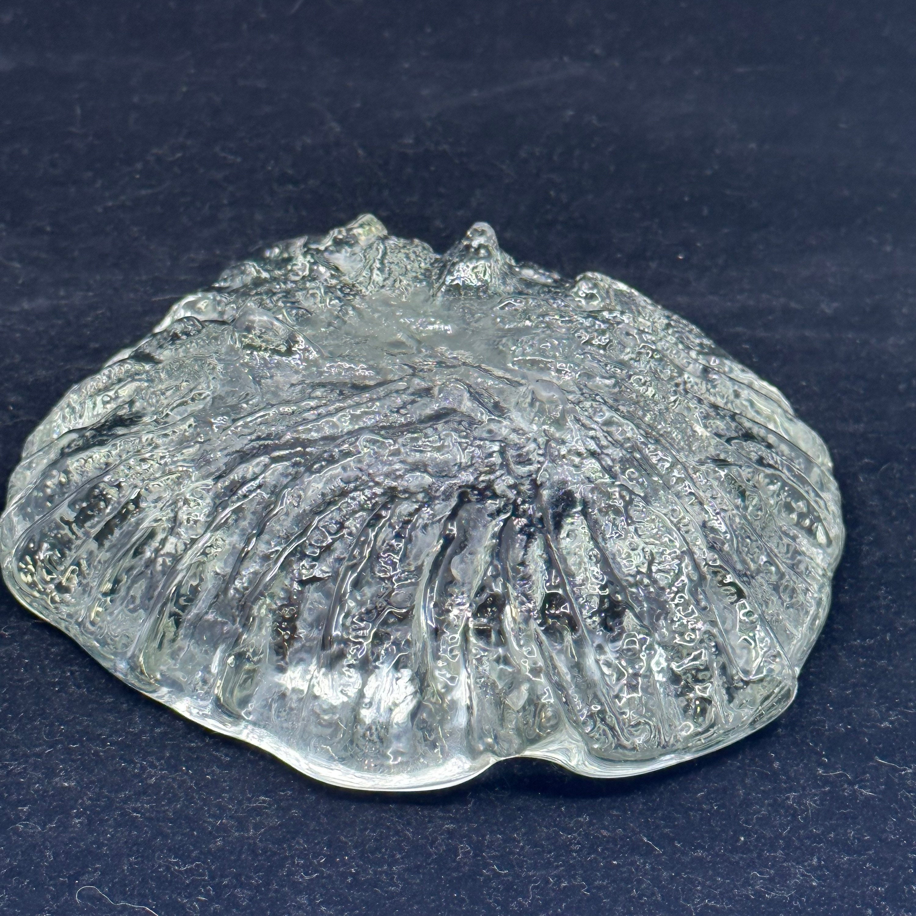 Vintage Blenko Clear Glass 3 Footed Ashtray Bowl Leaded Sparkly Ice ...