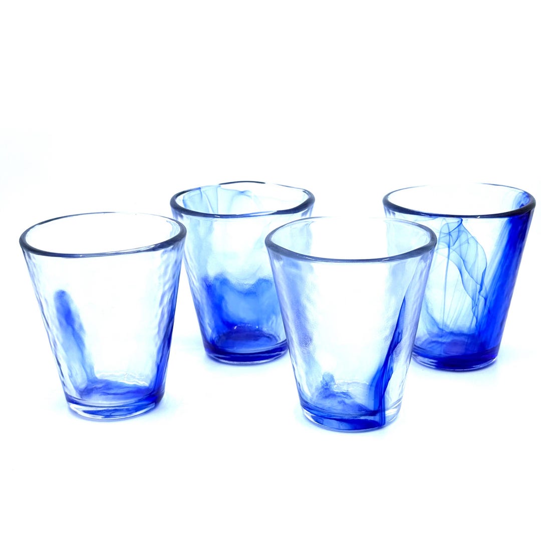 Bormioli Rocco Murano Cobalt Blue Swirl 12 Oz Glass Set of 4 Made in ...