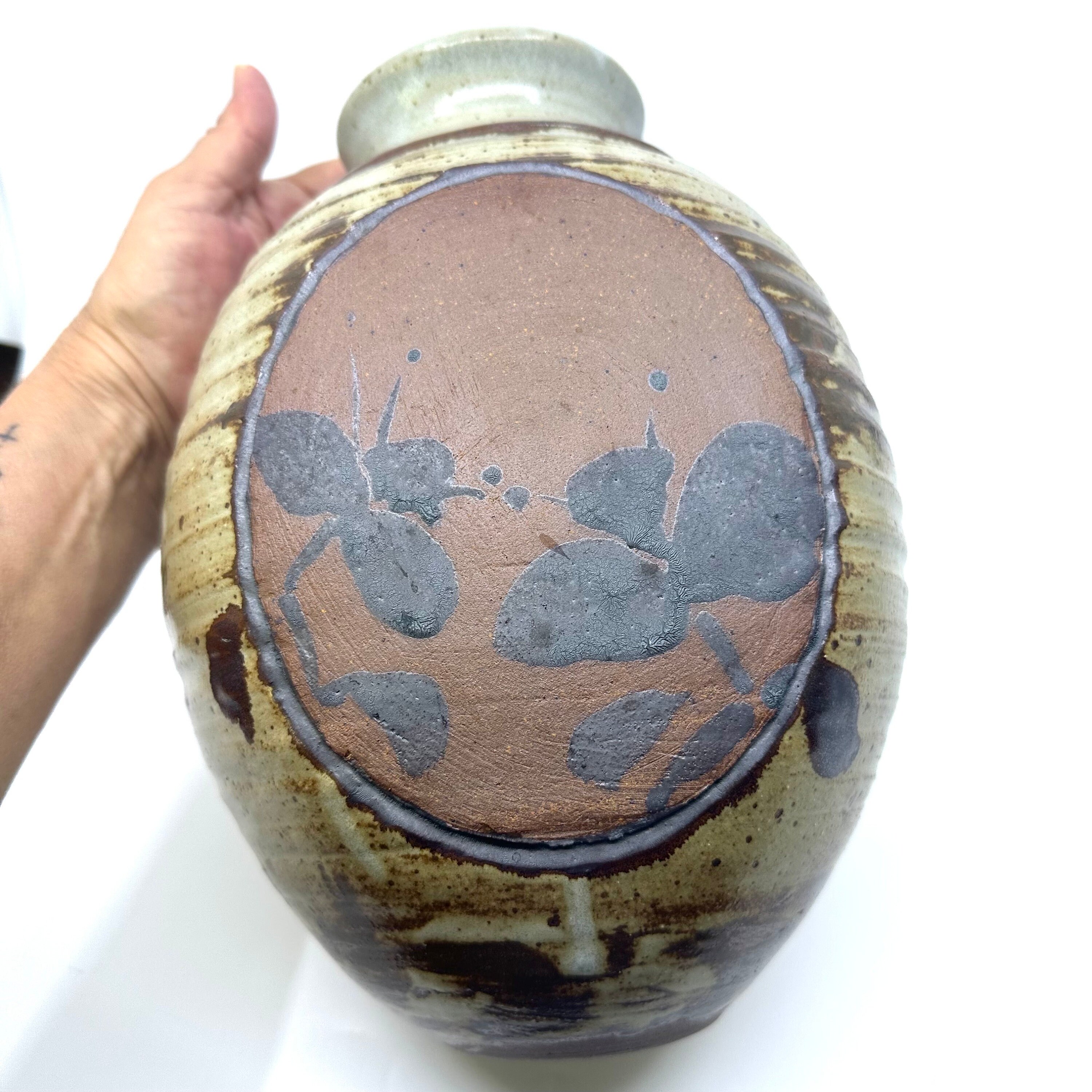 Contemporary Signed Hand Thrown Stoneware Glazed Art Pottery 11” Vase ...