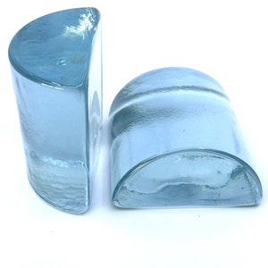 Blenko Glass Half Moon Bookends Light Blue Wayne Husted Mid Century ...