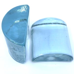 Blenko Glass Half Moon Bookends Light Blue Wayne Husted Mid Century ...