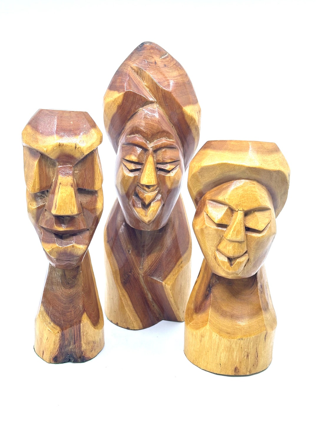 Rare Rustic Wood Hand Carvings 80’s Bahamian Folk Art Tiki Sculpture ...