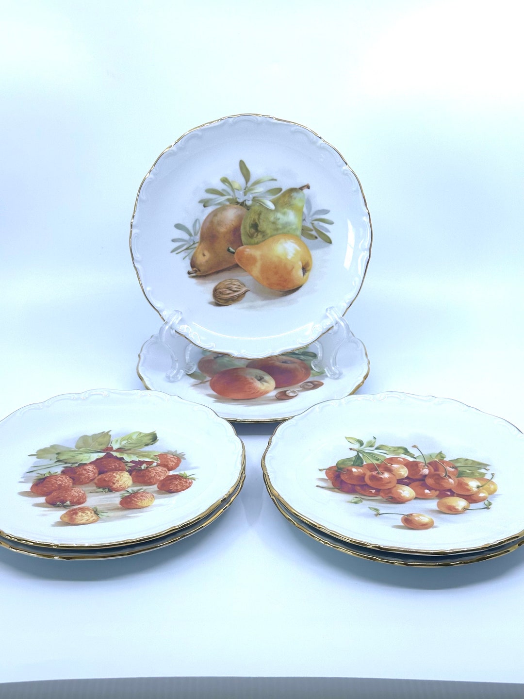 Vintage Schumann Gilt Edge Fruit Plates Bavaria Arzberg Germany Set of ...