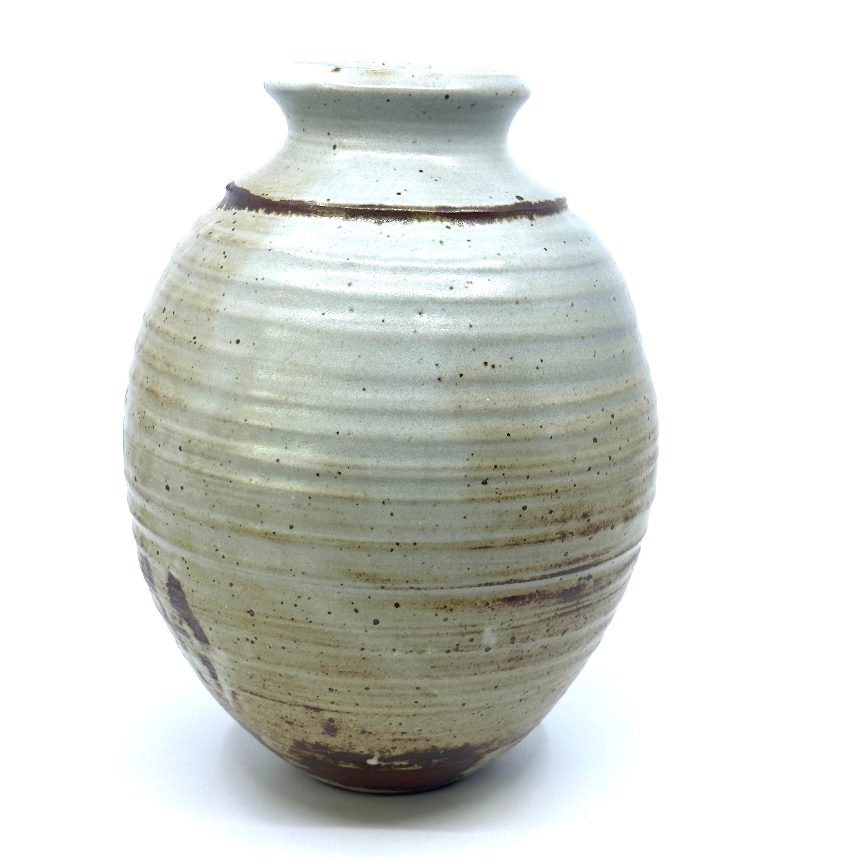 Contemporary Signed Hand Thrown Stoneware Glazed Art Pottery 11” Vase ...