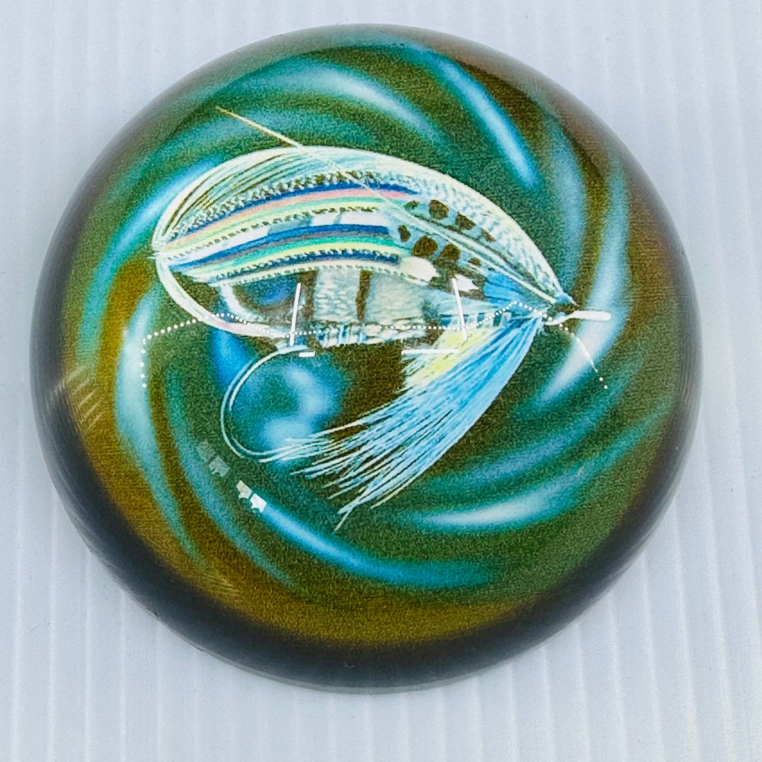 Vintage Glass Paperweight Fish Hook Multicolor 3" Beautiful Condition ...