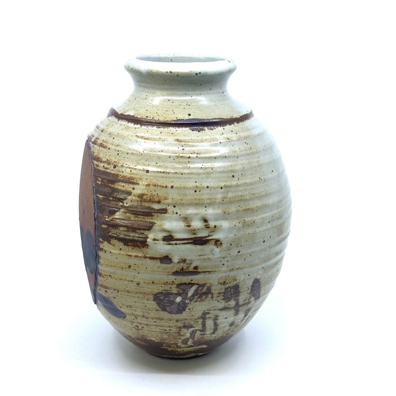Contemporary Signed Hand Thrown Stoneware Glazed Art Pottery 11” Vase ...