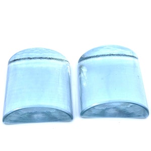 Blenko Glass Half Moon Bookends Light Blue Wayne Husted Mid Century ...