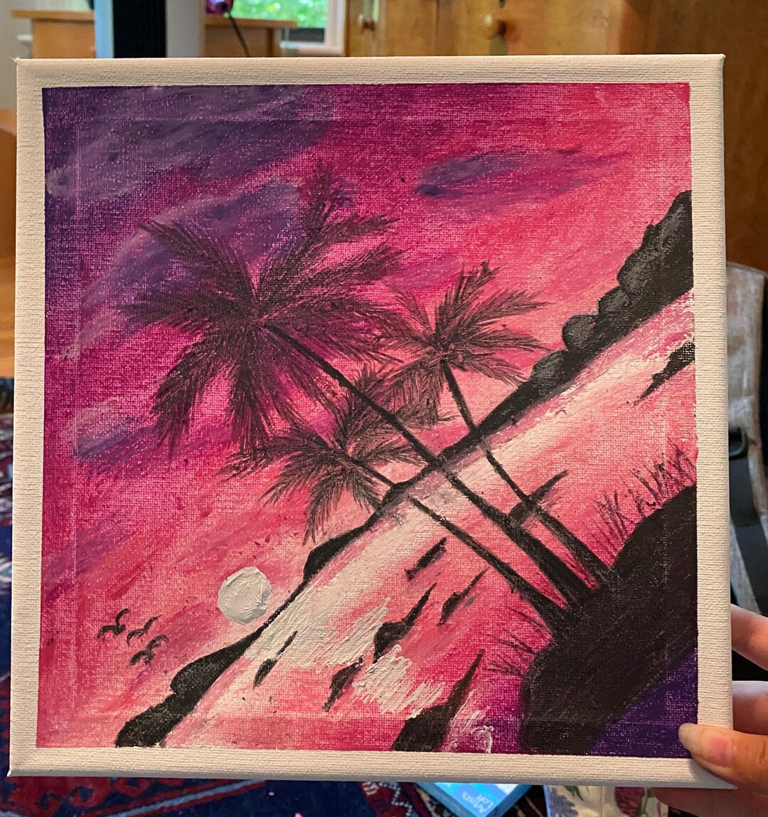 Palm Tree at Sunset - Etsy