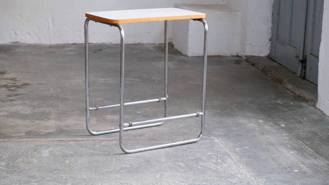 Tubular Steel Side Table With White Bakelite Plate - Etsy