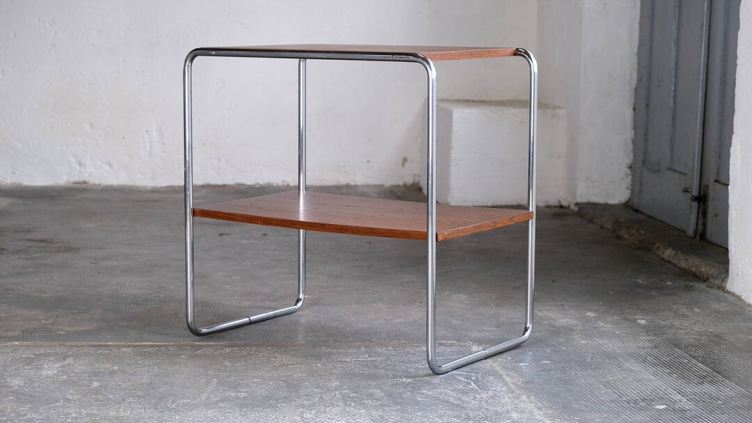 Tubular Steel Side Table in Bauhaus Design in Chestnut Brown Light - Etsy
