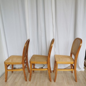 SET of 3 Vintage Wooden Dine Chairs With Cane Seat and Cane Backrest ...