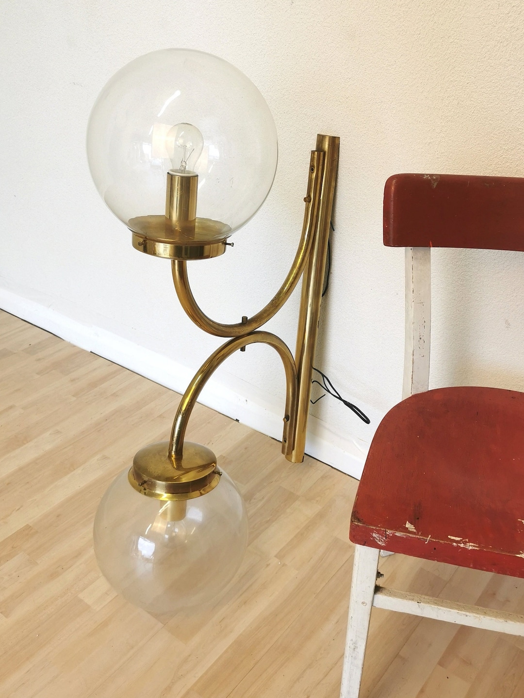 Extra Large Vintage Lighting Fixtures / Gold Brass Wall Lamp Very Big ...