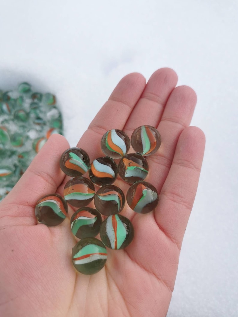 Vintage Glass Marbles 1.5 cm – Italian Flag Swirl – Lot 10/25/50/100 ...