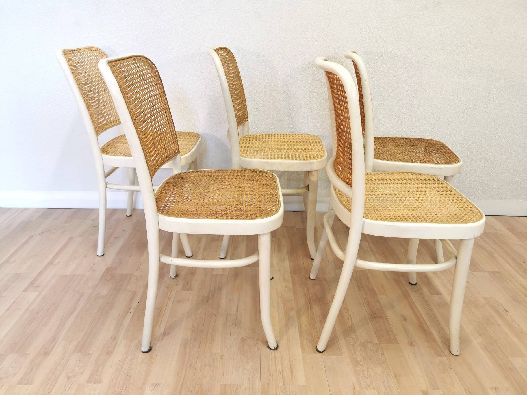1 of 4 Vintage Mid century Chair Cane Seating Thonet 811 Dining Chair Josef Hoffman Rare Wooden Chair White Mintwood Dining Dine Etsy UK