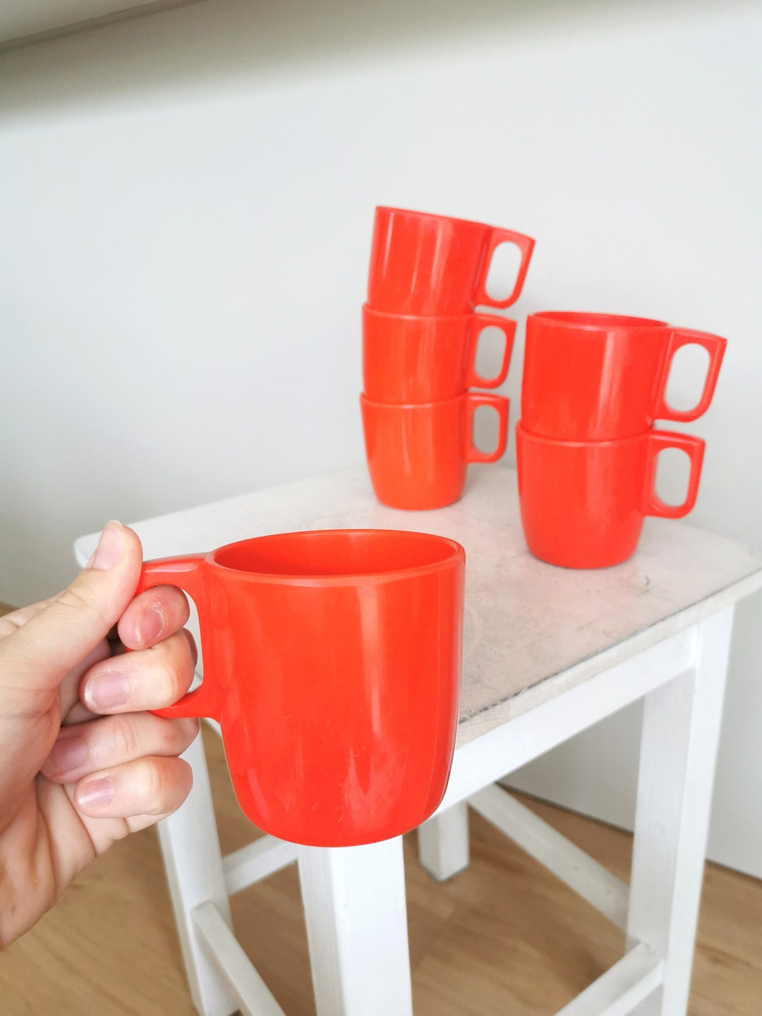 Set of 6 Vintage Orange Mepal Service Rosti Cups / Made in Denmark ...