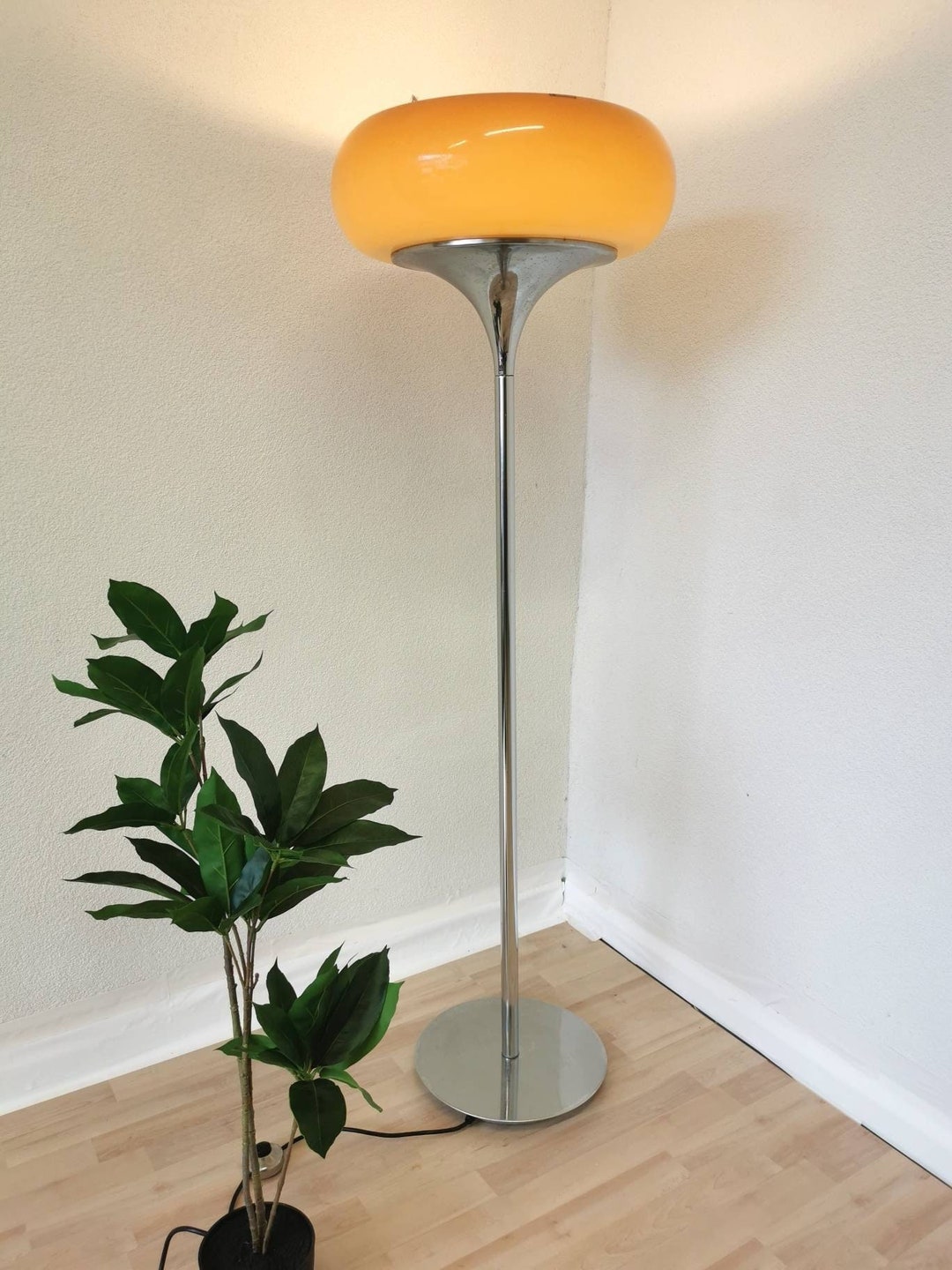 Vintage Floor Lamp by Meblo in Orange / Mid-century Space Age Floor ...