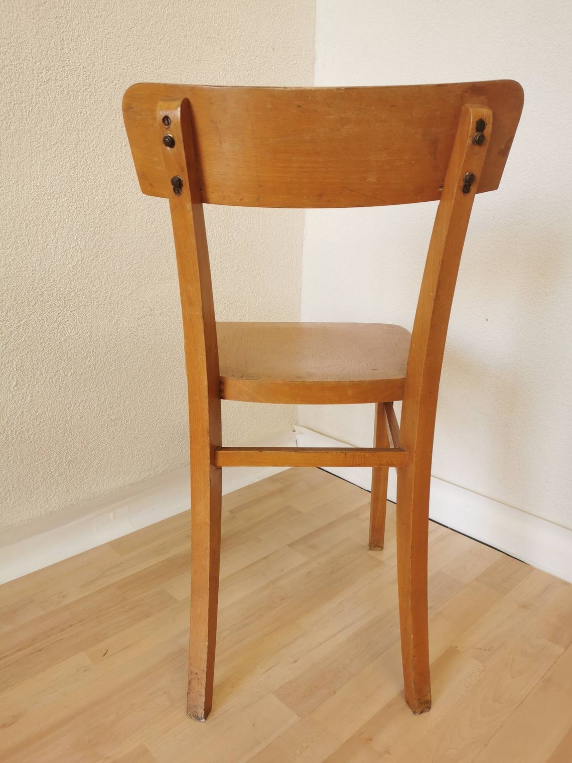 Vintage Wooden Dining Chair: 1970s Yugoslavia, Farmhouse Bistro Style ...