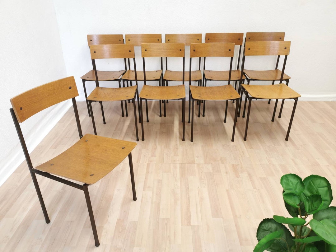 1 of 30 Vintage School Square Chairs / Industrial Minimalist Dining ...