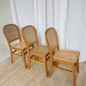 SET of 3 Vintage Wooden Dine Chairs With Cane Seat and Cane Backrest ...