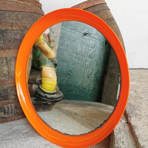 Vintage Orange Round Mirror / Space Age Plastic Wall Mirror / - Etsy