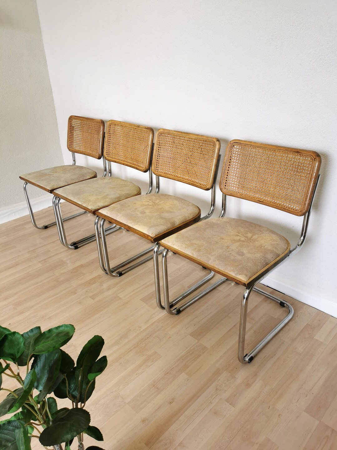 SET OF 4 Vintage Cesca Chairs With Fabric Seat / Mid-century Dining ...