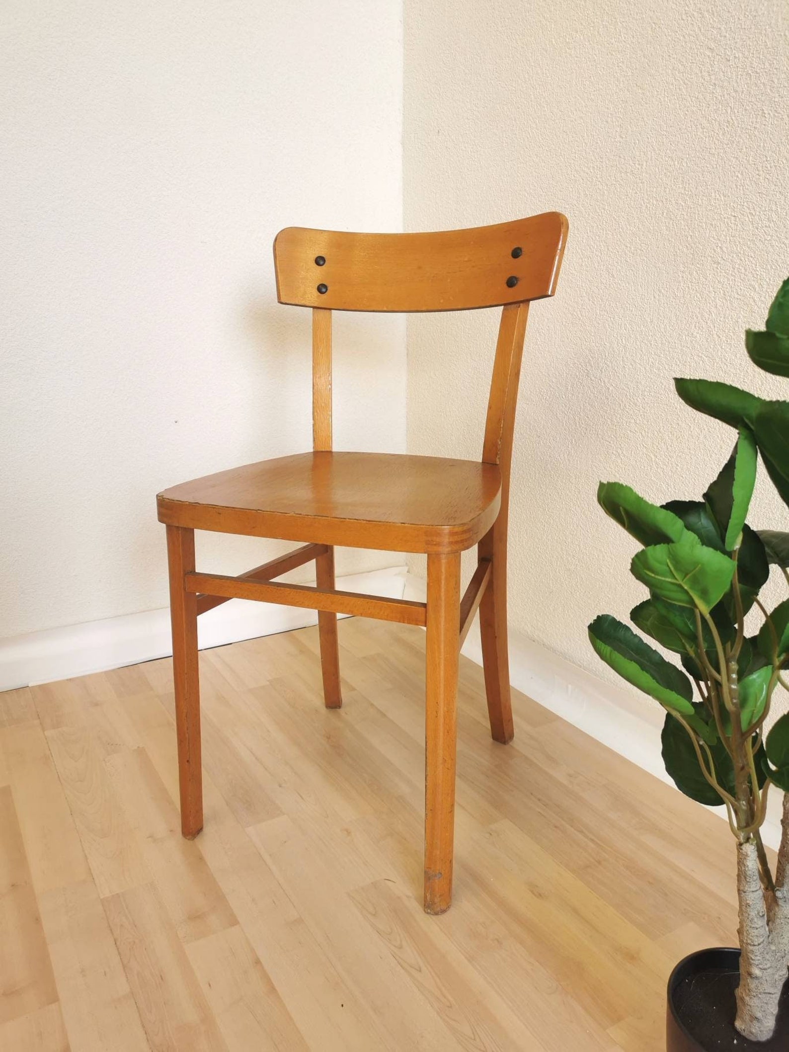 Vintage Wooden Dining Chair: 1970s Yugoslavia, Farmhouse Bistro Style ...