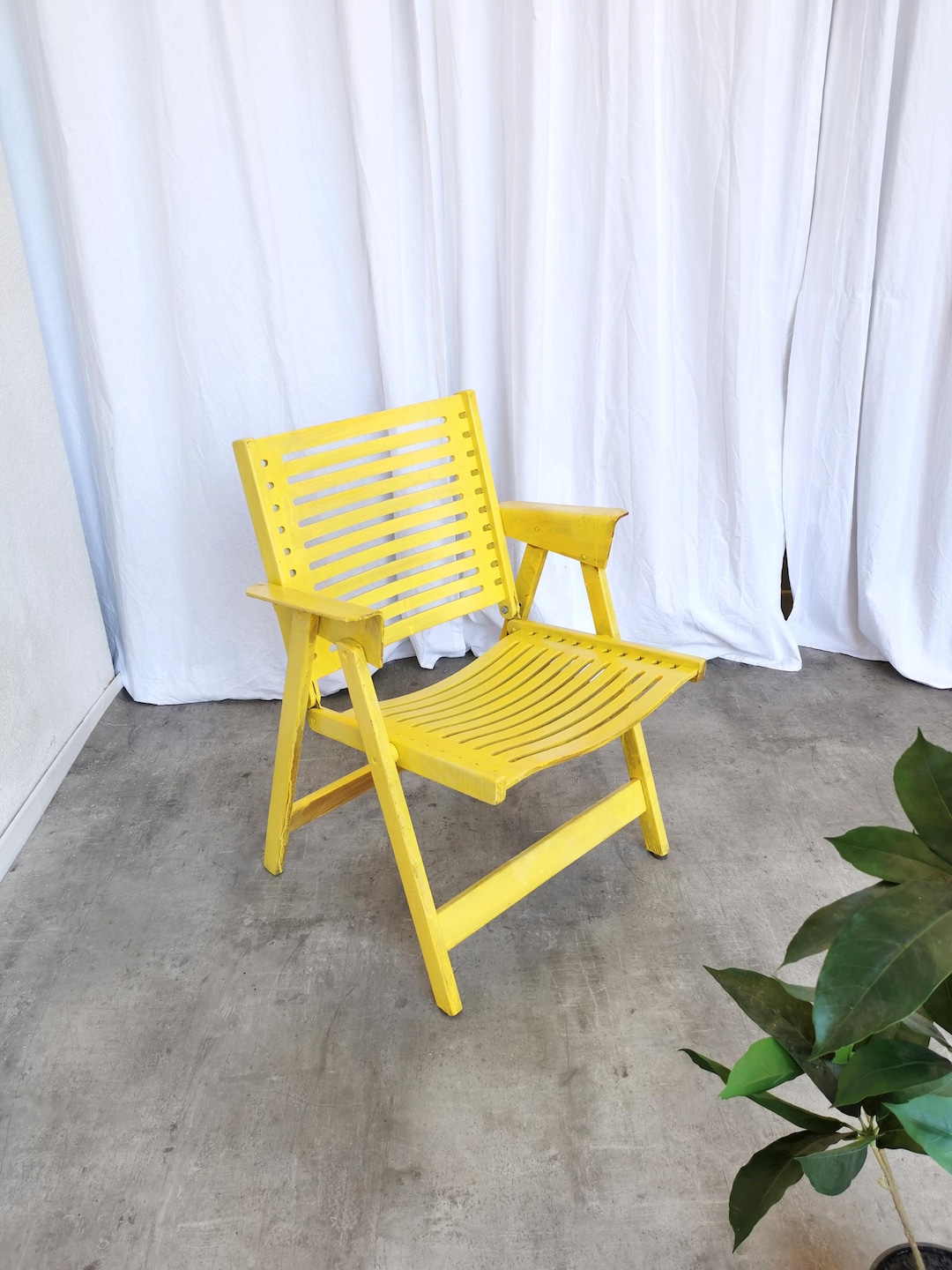 Vintage Yellow Rex Folding Armchair: Mid-century Modern Design by Niko ...