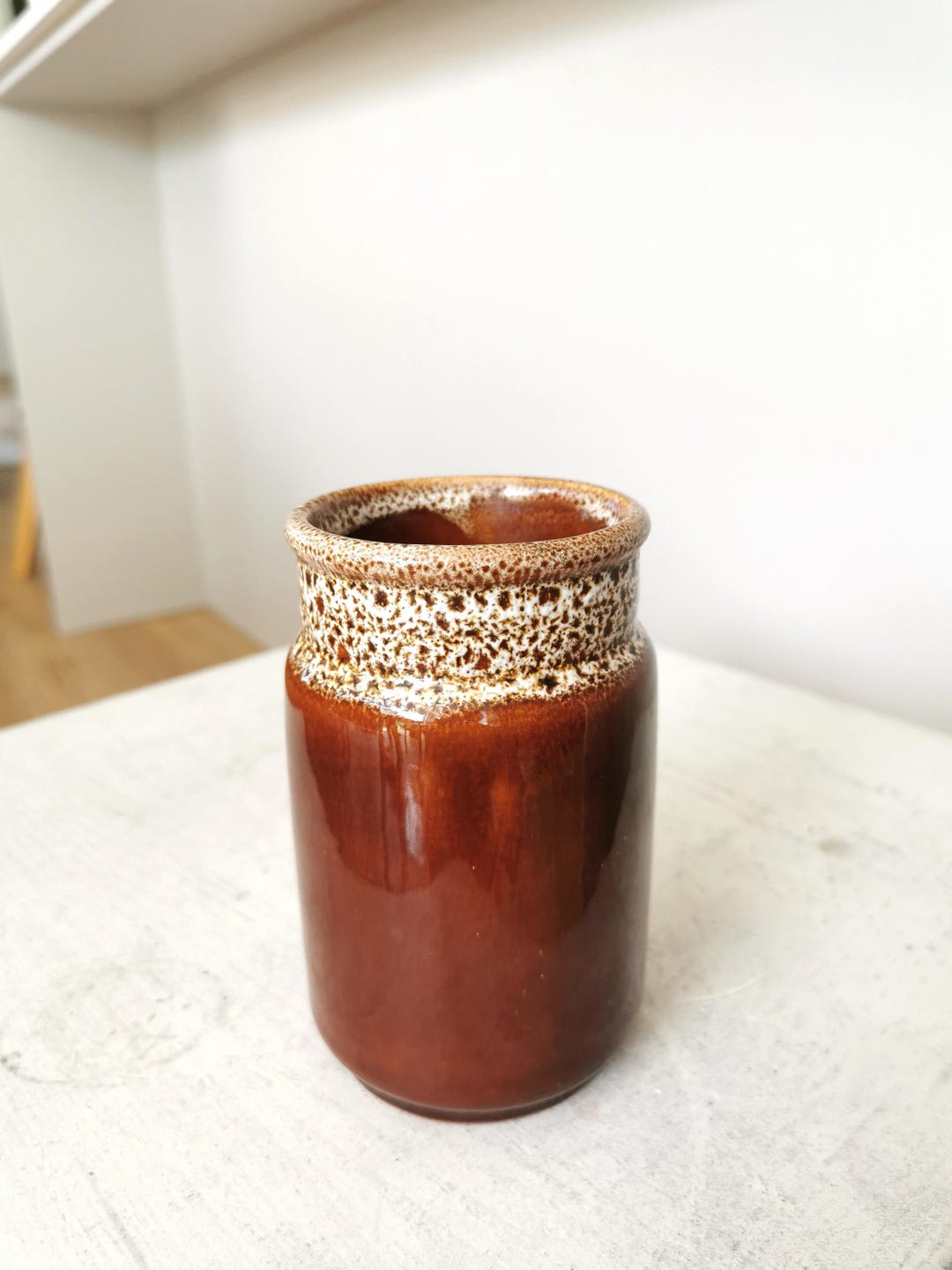 Vintage KIL Yugoslavia Ceramic Vase: Speckled Brown Glaze, 1970s Rustic ...