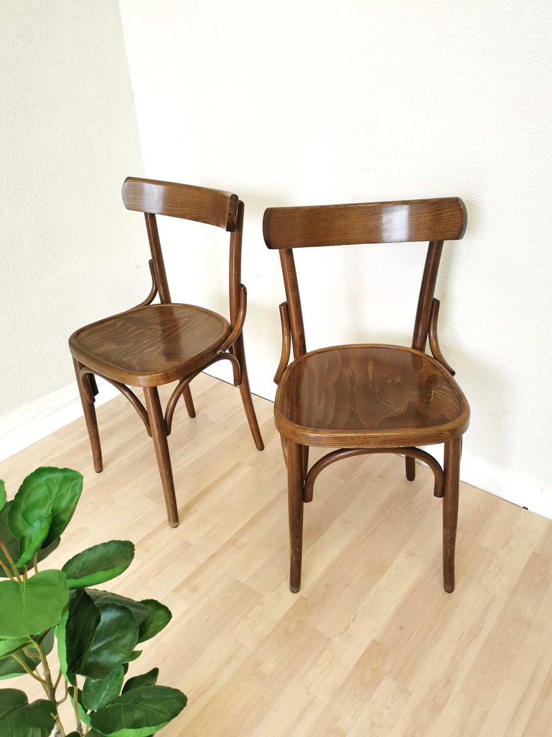 1 of 2 Vintage Wooden Dining Chairs / Mid-century Pub Bistro Bar Dine ...