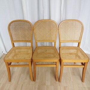 SET of 3 Vintage Wooden Dine Chairs With Cane Seat and Cane Backrest ...