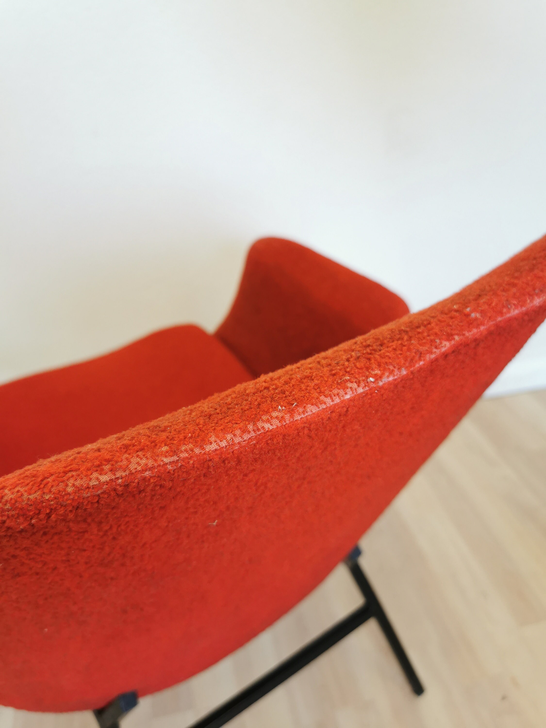 Mid-century Modern Red Fabric Armchair: Alvin Lustig Style Lounge Chair ...