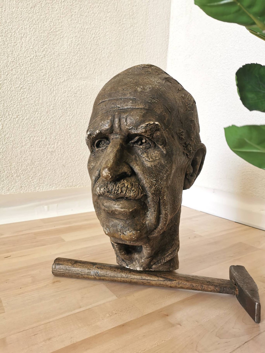 Vintage Plaster Head Sculpture / Plaster Study of a Head of an Old Man ...