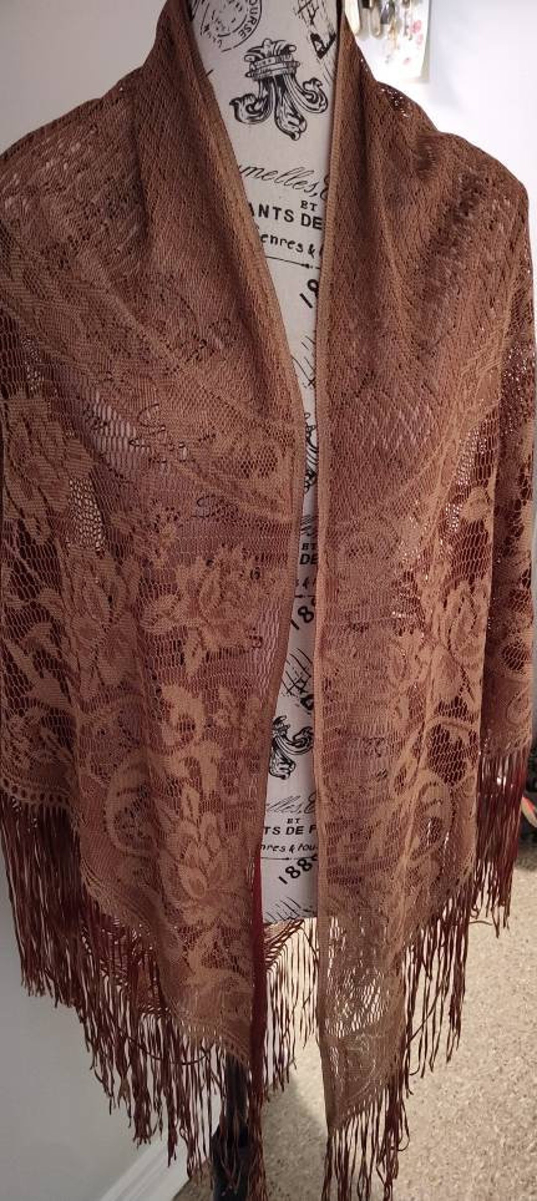 1970s Fringe Floral Shawl.reversible Two Tone Vintage Boho - Etsy