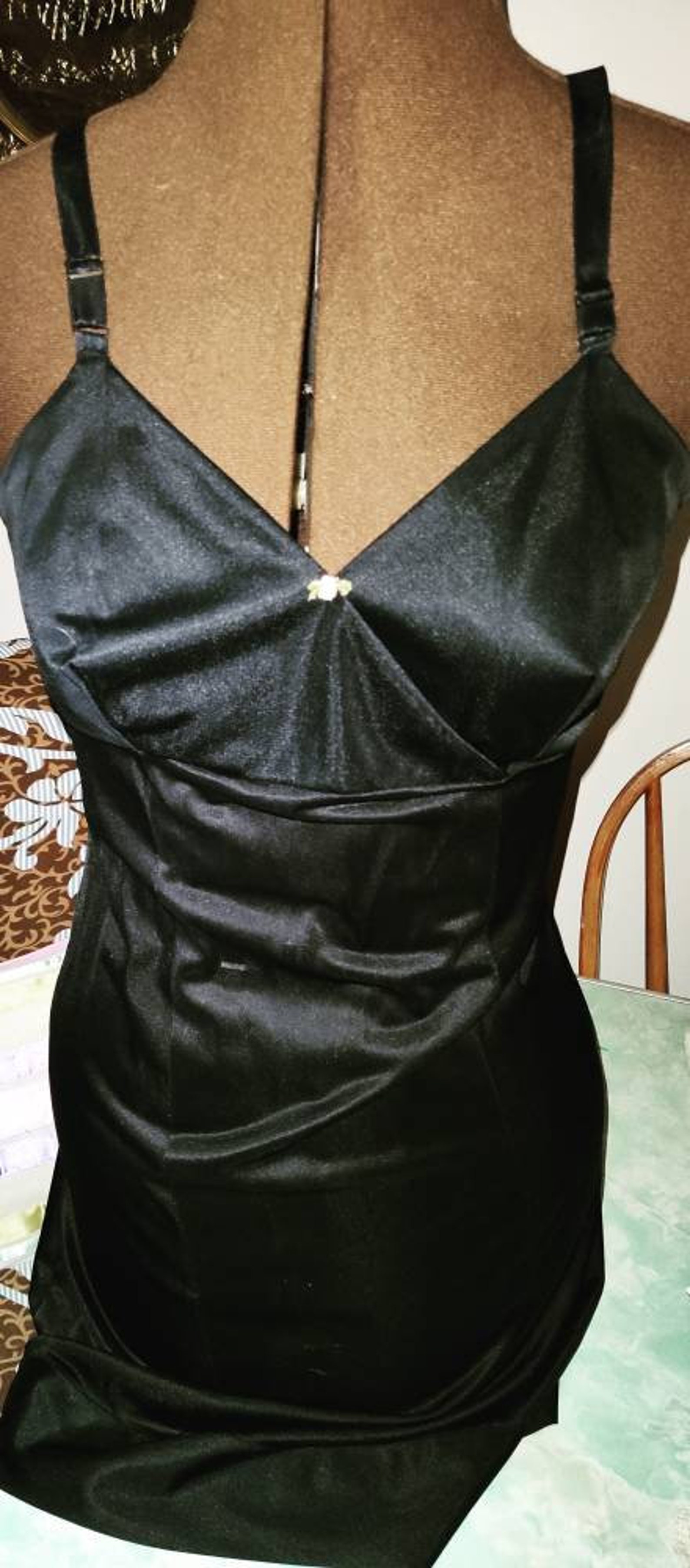 Black 1950s Nylon Full Slip Pin Up Girl Xy Black Knee Etsy