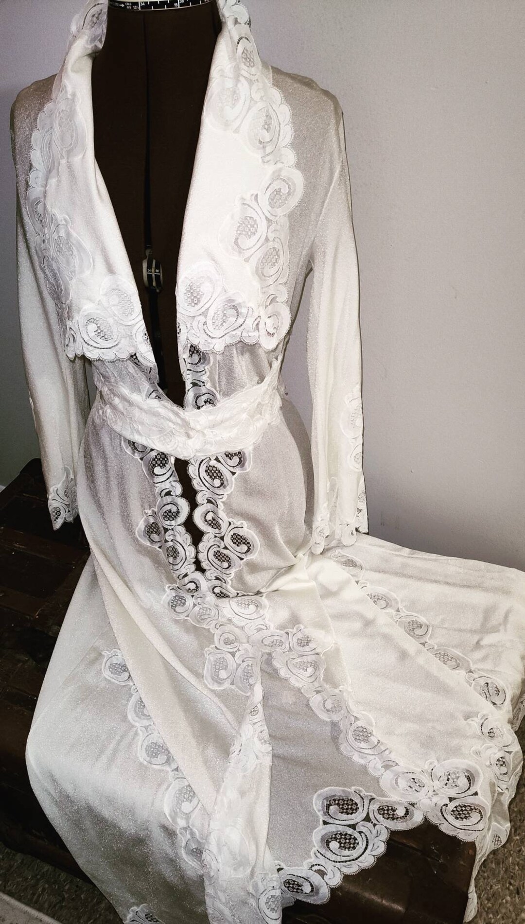 Gorgeous White Peignoir Set.long Nightgown and Robe.made in - Etsy