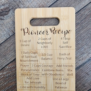 JW Pioneer Recipe Bamboo Cutting Board JW Gift | Jehovah | English ...
