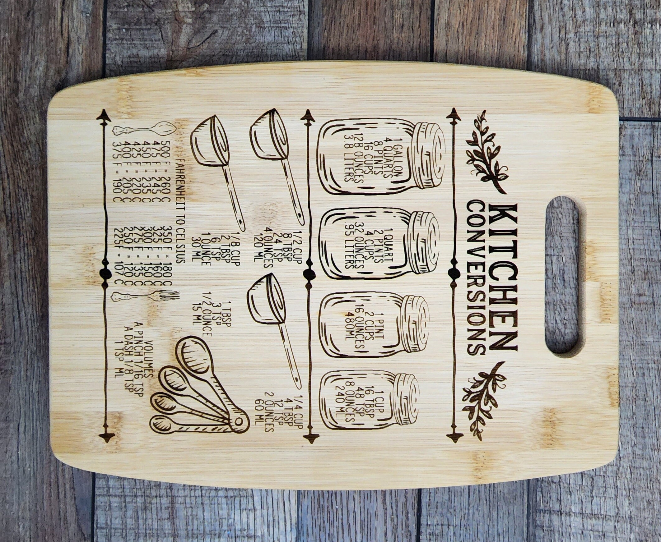 Kitchen Conversion Cutting Board Bamboo Cutting Board - Etsy