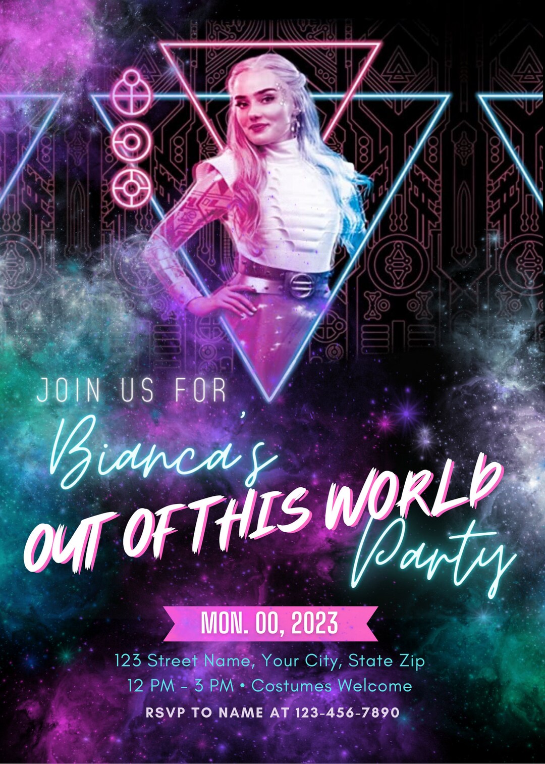 Zombies 3 Addison Birthday Party Invitation - Canva Template - Etsy