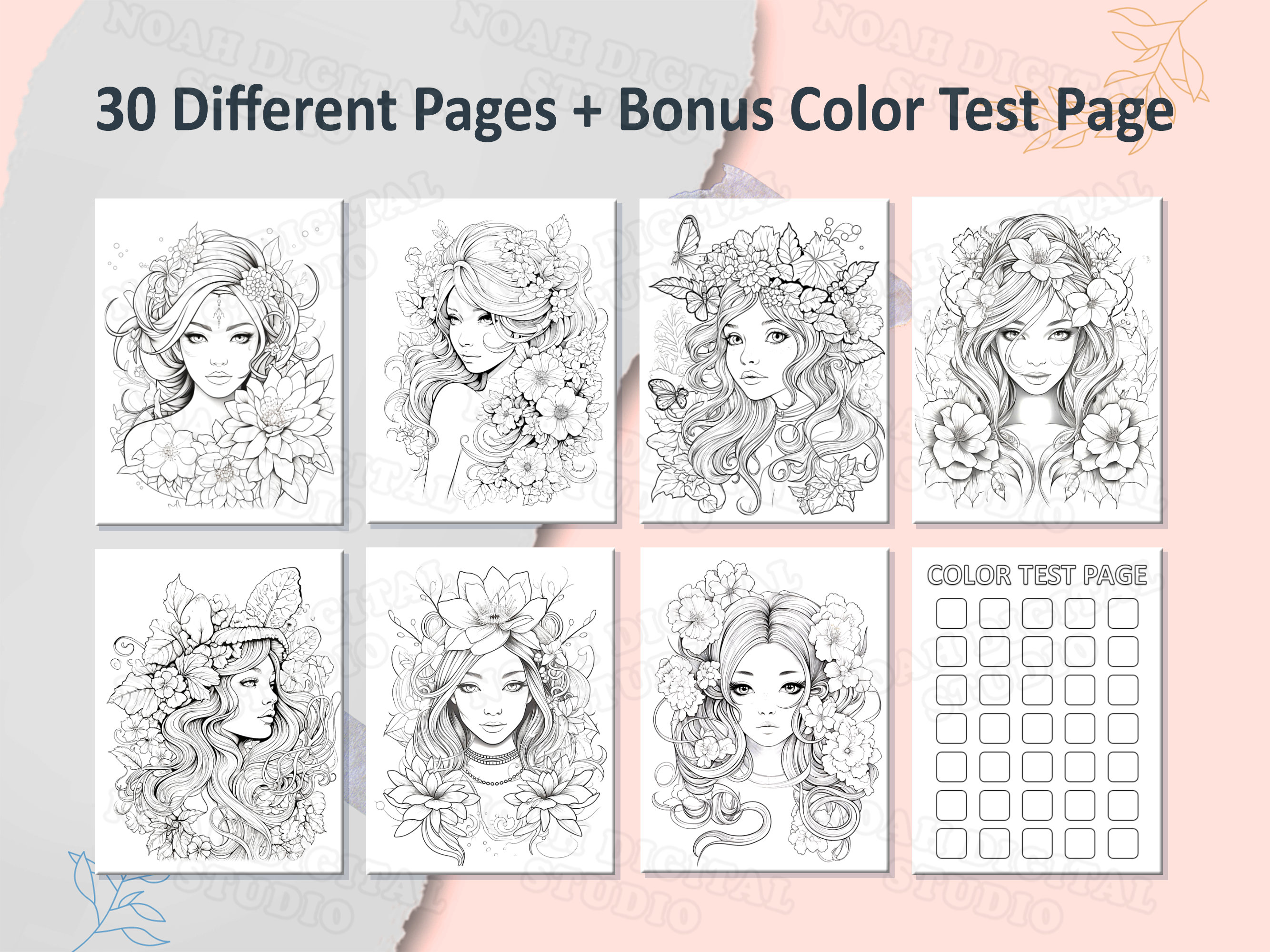 Magical Fairy Girl Coloring Book: 30 Pages | All Ages | Non-grayscale ...