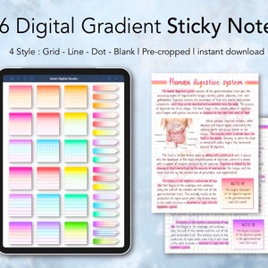 94 Digital Gradient Sticky Notes, Digital Sticker, Notepads for IPAD ...