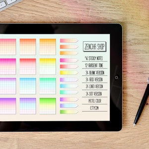 94 Digital Gradient Sticky Notes Digital Sticker Notepads | Etsy