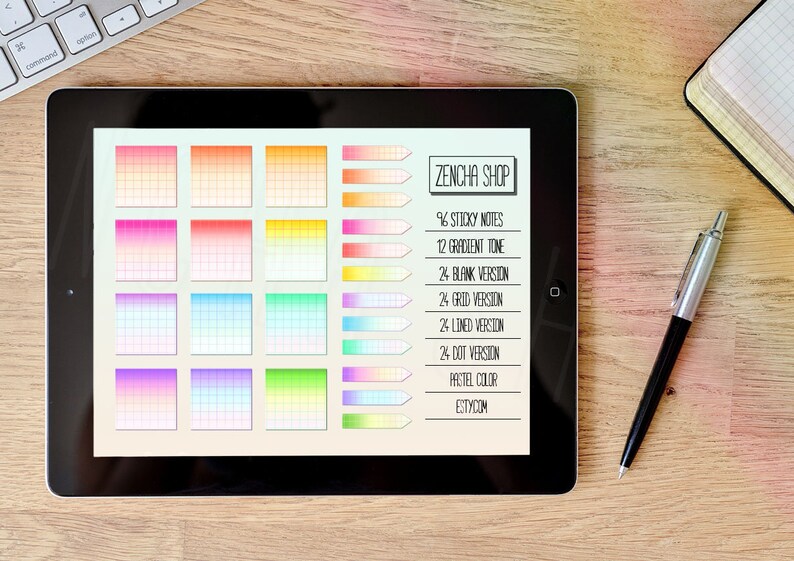 94 Digital Gradient Sticky Notes Digital Sticker Notepads | Etsy