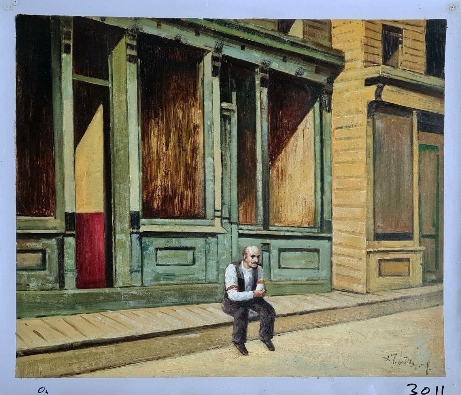 Portrait dimanche d'apres Hopper peinture huile sur toile | Etsy